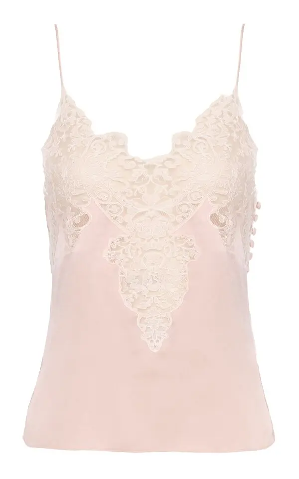 Chloé Lace-trimmed Silk Satin Camisole - Pink