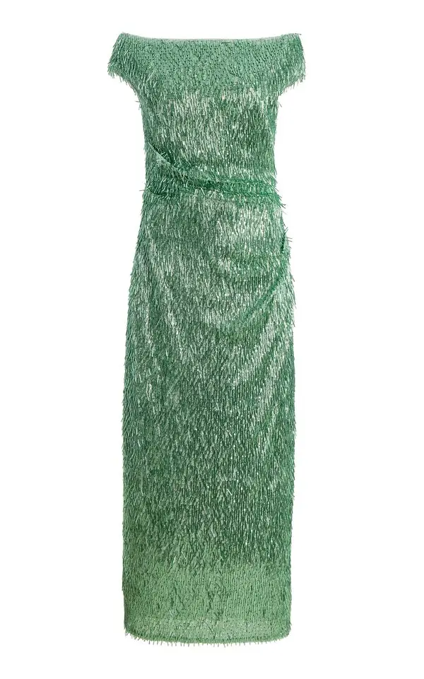 Erdem Sequin-embroidered Midi Dress - Green