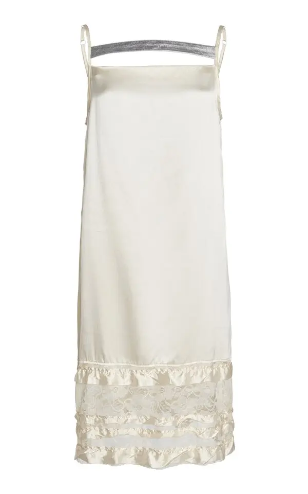 NICCOLO PASQUALETTI Lace-trimmed Silk Satin Mini Slip Dress - Off-white