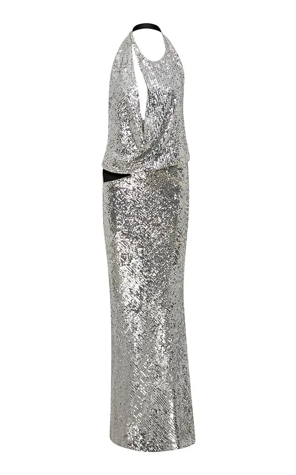 Ila Lone Cutout Sequined Maxi Halter Dress