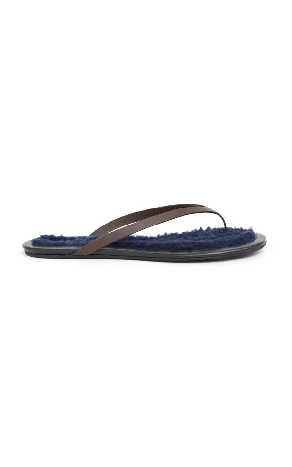 Christopher Esber Joan Shearling Thong Sandals - Navy