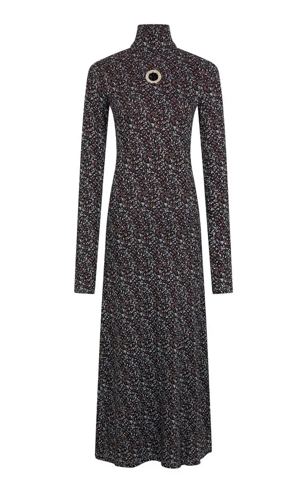 Rabanne Eyelet Detailed Patterned Midi Dress