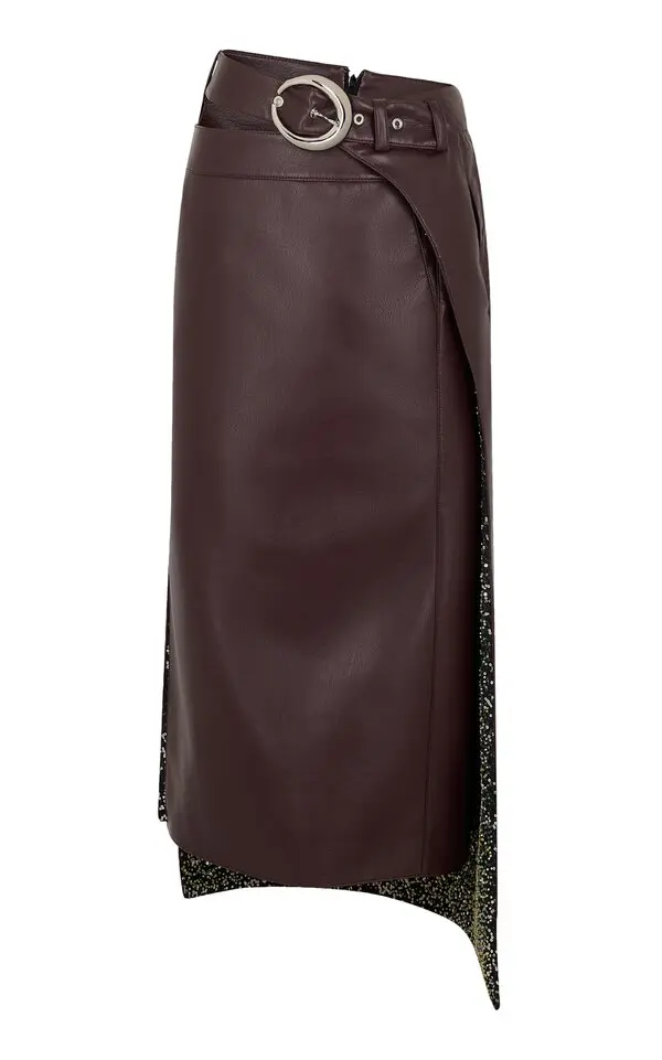 Rabanne Asymmetric Faux-leather Midi Skirt