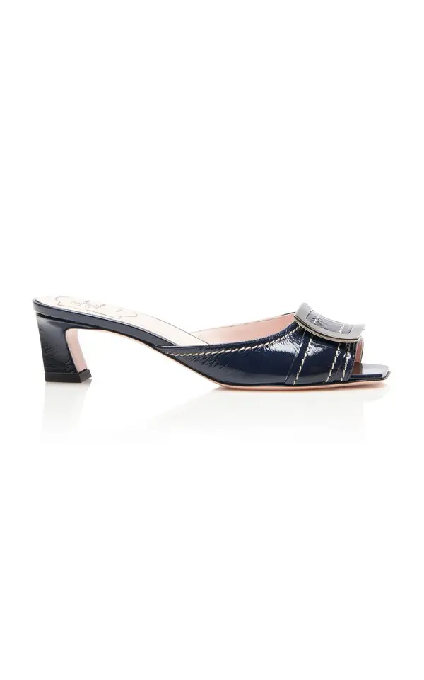 ROGER VIVIER Trompette Patent Leather Mules - Navy