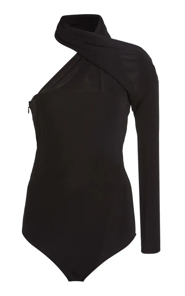 COURREGES Asymmetric Twisted Knit Bodysuit - Black