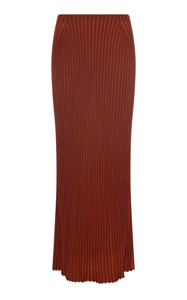 Gabriela Hearst Krause Ribbed Virgin-wool Maxi Skirt - Orange