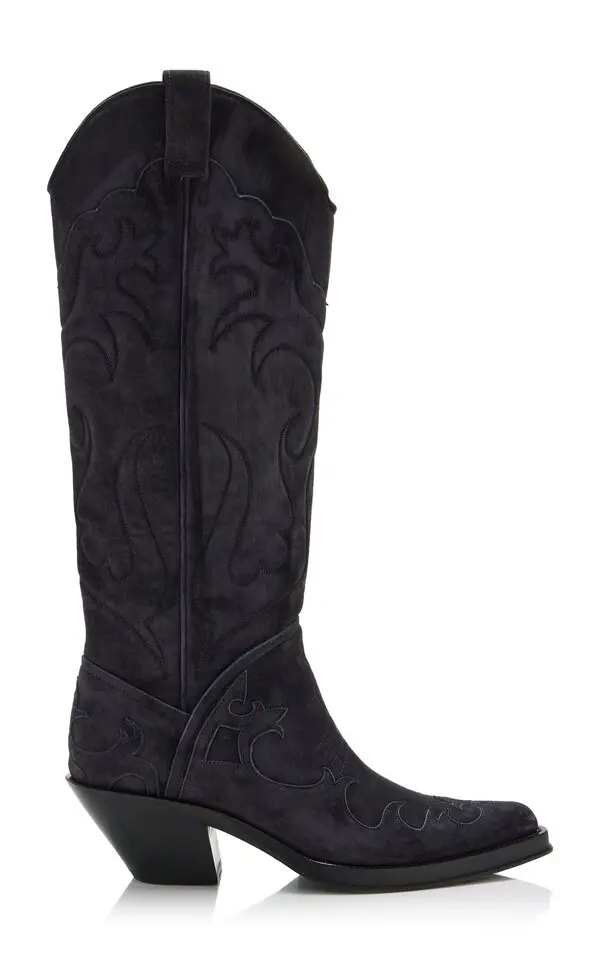 Gabriela Hearst Capitana Suede Western Boots - Black
