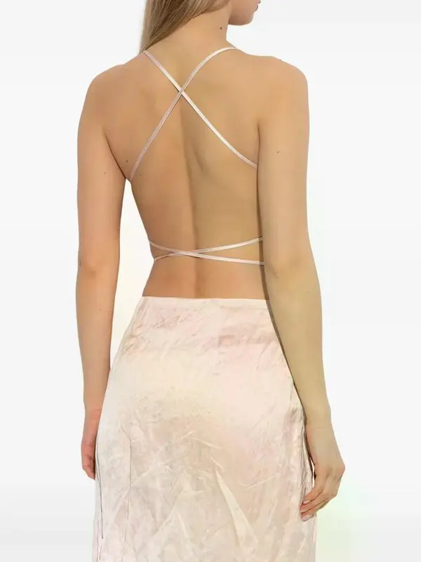Blumarine Rose-appliqué Satin Top