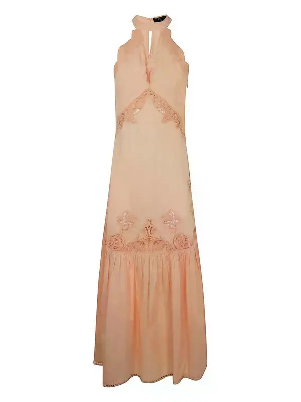 TWINSET Maxi Broderie-anglaise Halterneck Dress