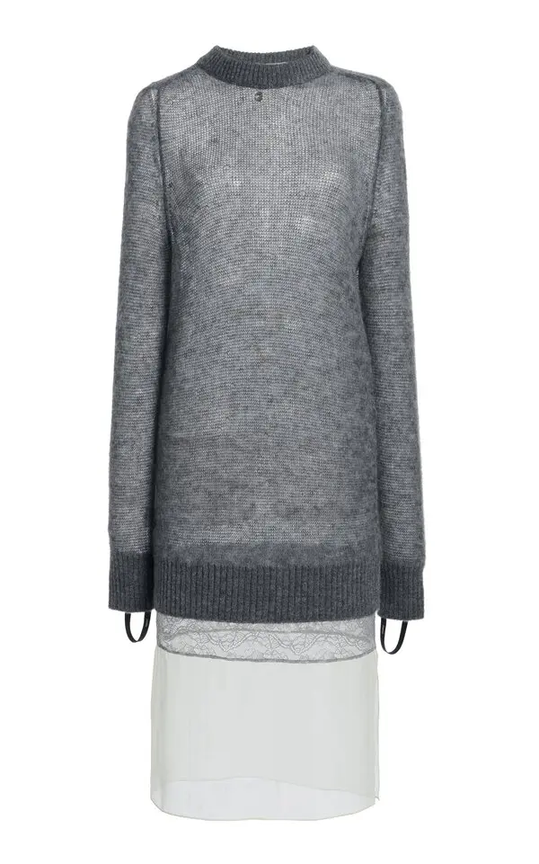 Coperni Layered Wool-blend Midi Dress - Grey
