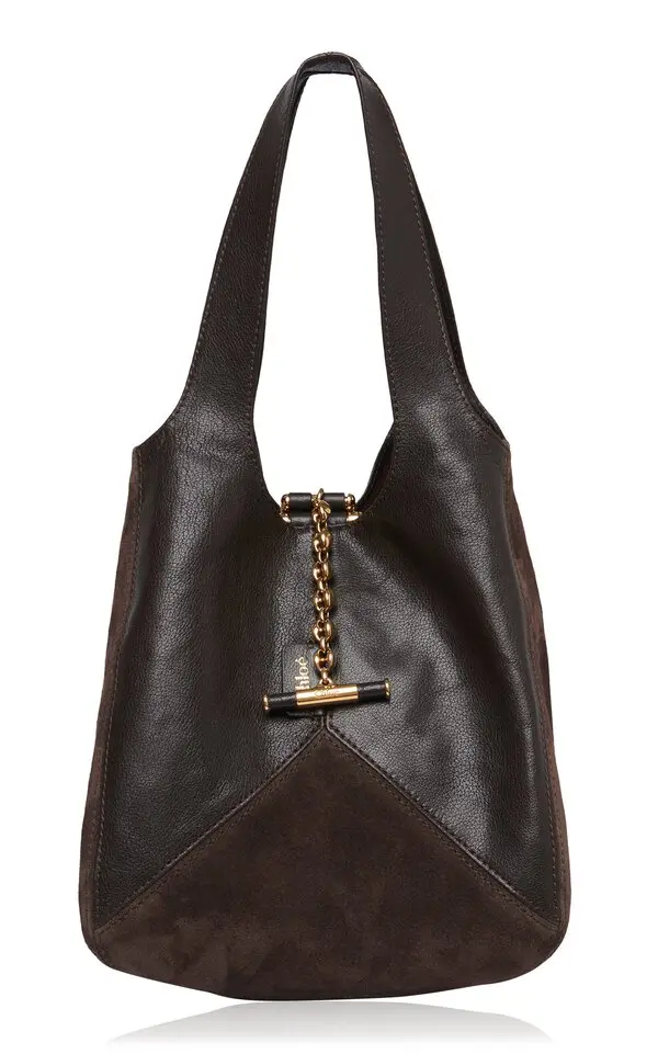Chloé Balloon Suede Patchwork Shoulder Bag - Brown