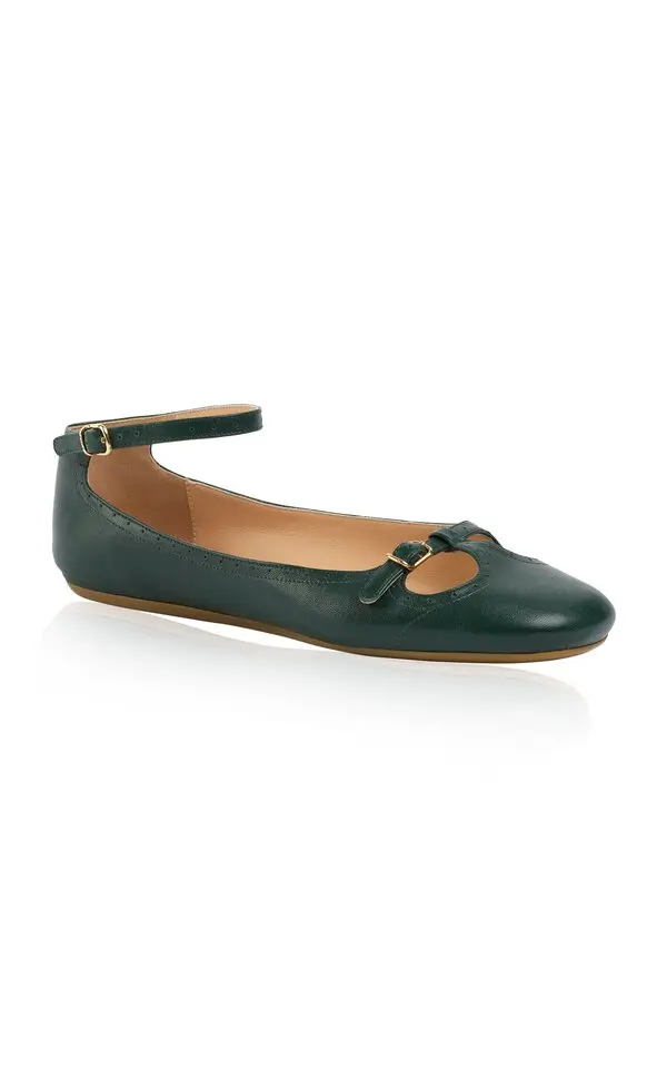 Chloé Misty Leather Ballet Flats - Green
