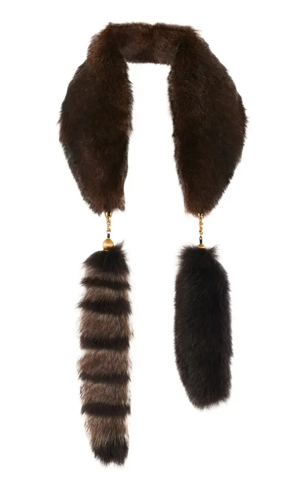 Chloé Treasure Tails Lambskin Shearling Scarf - Brown