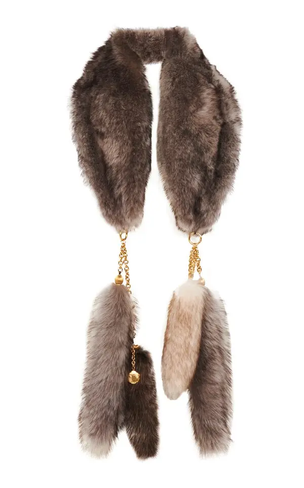 Chloé Treasure Tails Lambskin Shearling Scarf