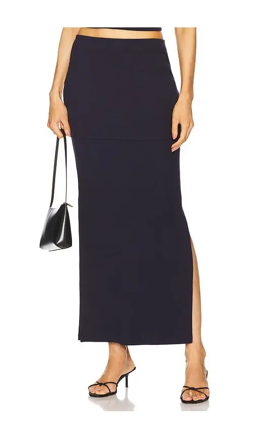 Lna Ribbed Maxi Skirt With Side Slits