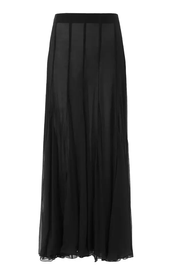 Chloé Organic Silk Mousseline Maxi Skirt - Black