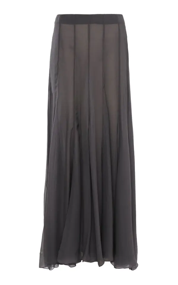 Chloé Organic Silk Mousseline Maxi Skirt - Dark Grey