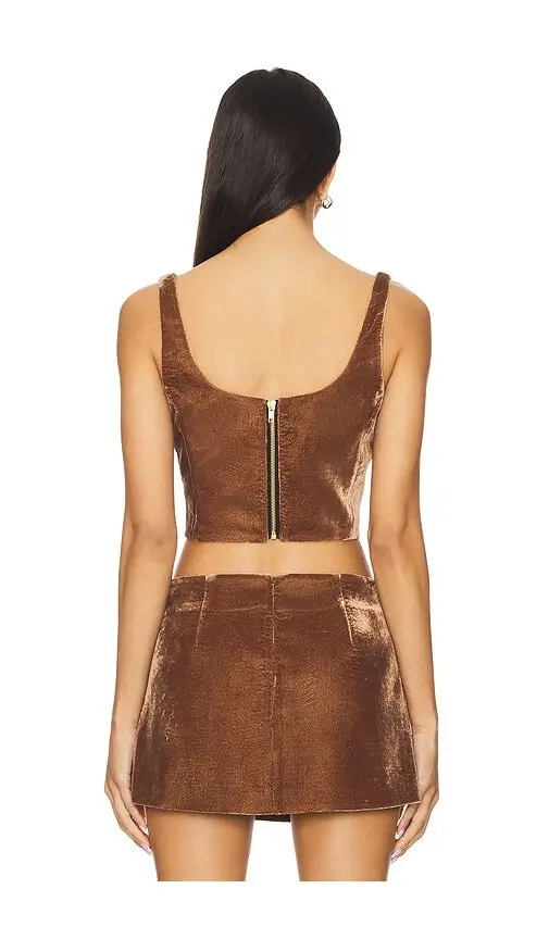 LESLIE AMON X Revolve Embroidered Velvet Cropped Top