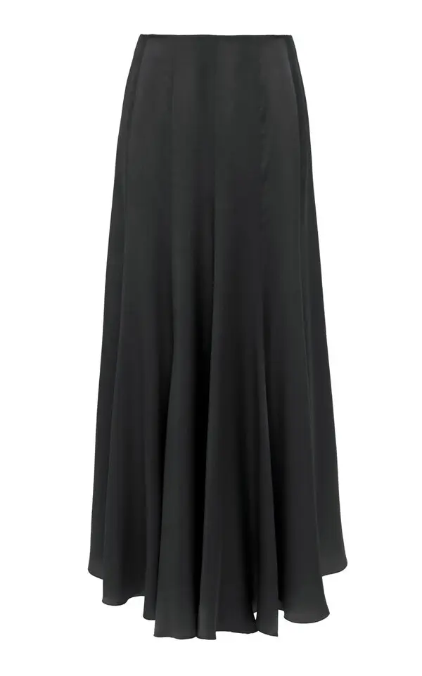 Chloé Washed Silk Satin Maxi Skirt - Black