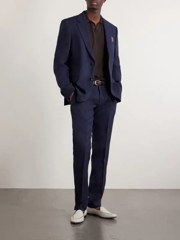 Mr P. Slim-fit Linen Suit Jacket - Blue