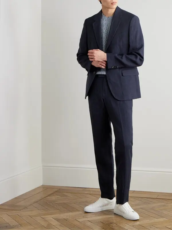 Mr P. Regular-fit Linen Suit Jacket - Blue