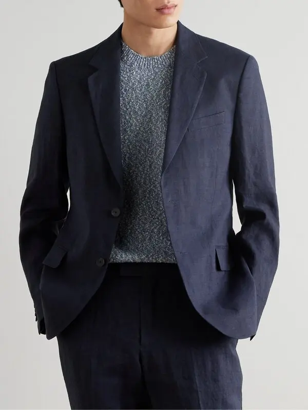 Mr P. Regular-fit Linen Suit Jacket - Blue