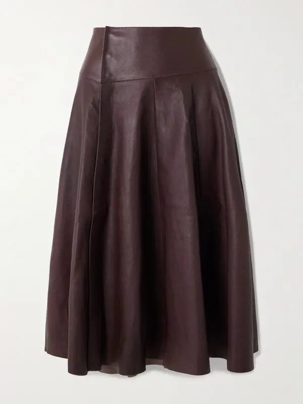 Stouls Queen Paneled Leather Midi Skirt