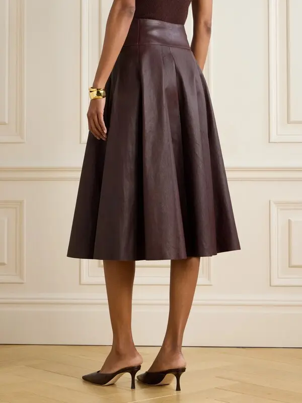 Stouls Queen Paneled Leather Midi Skirt