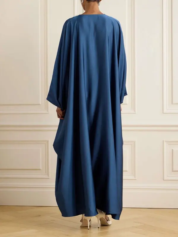 SHATHA ESSA Faux Pearl-embellished Embroidered Twill Gown