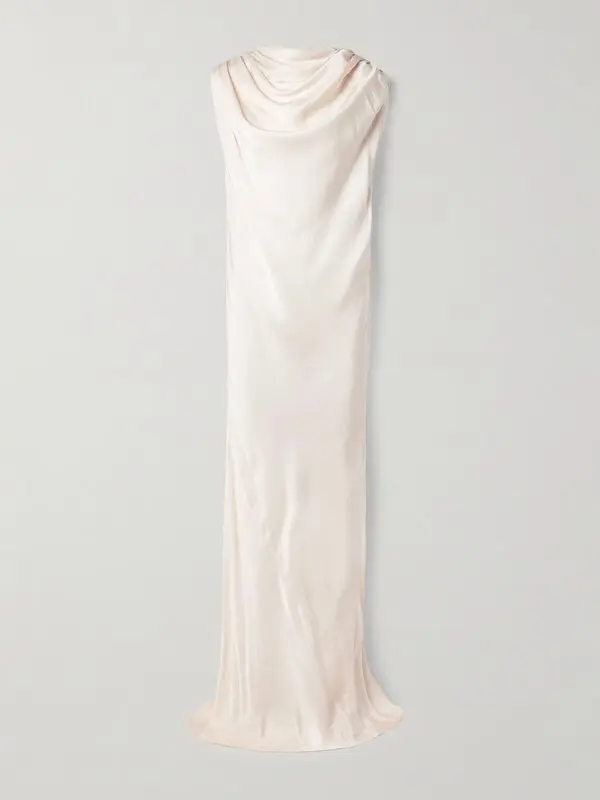 KALLMEYER Toma Draped Satin Gown - Neutrals