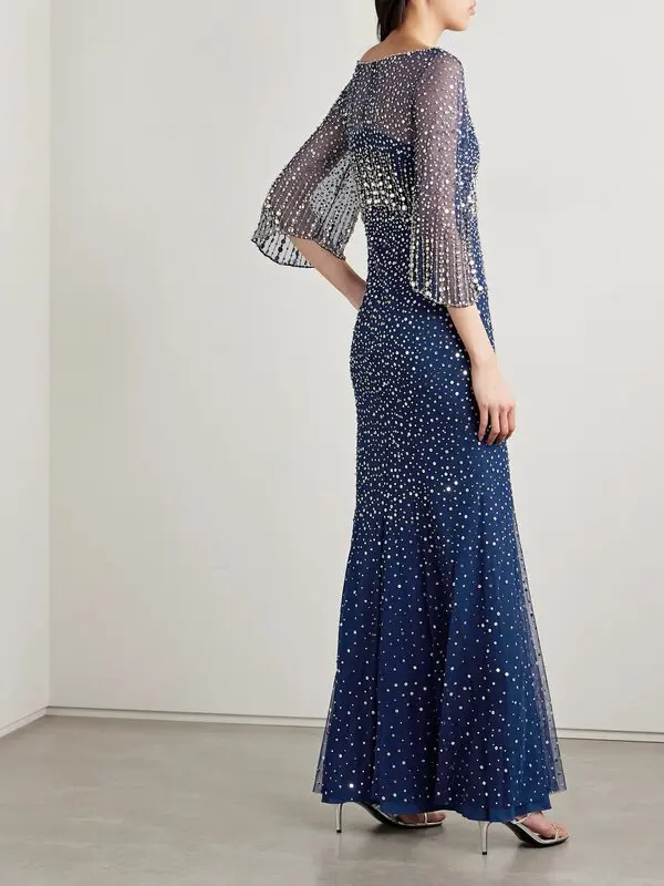 Jenny Packham Kiya Embellished Tulle Gown - Blue