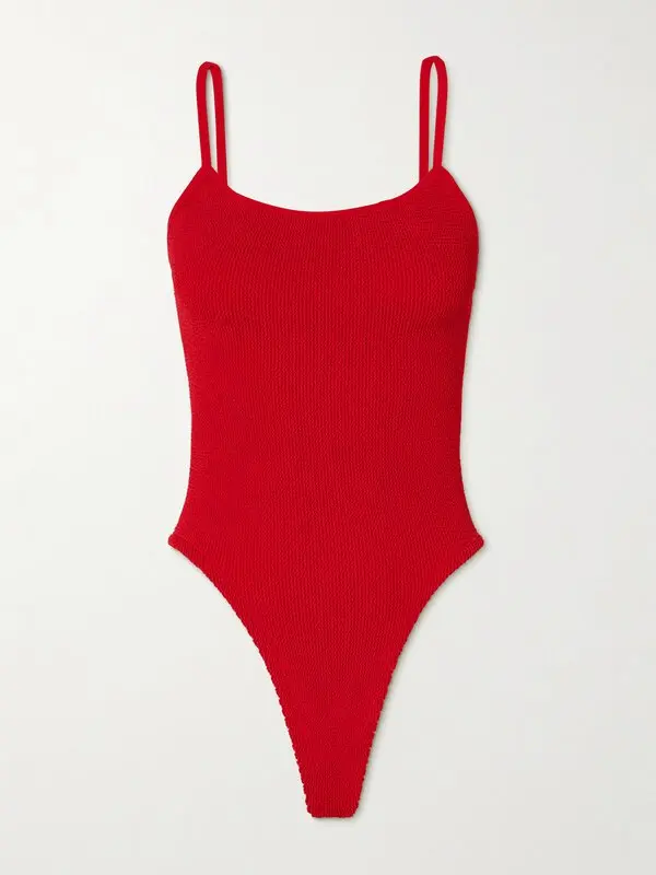 Hunza G Petra Seersucker One-piece Swimsuit - Red