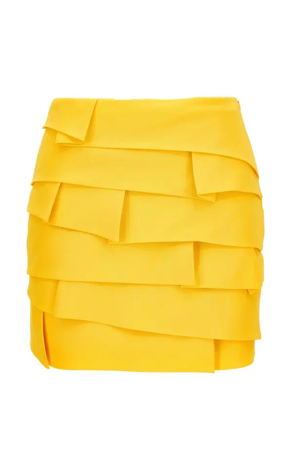 Versace Pleated Satin Mini Skirt - Yellow