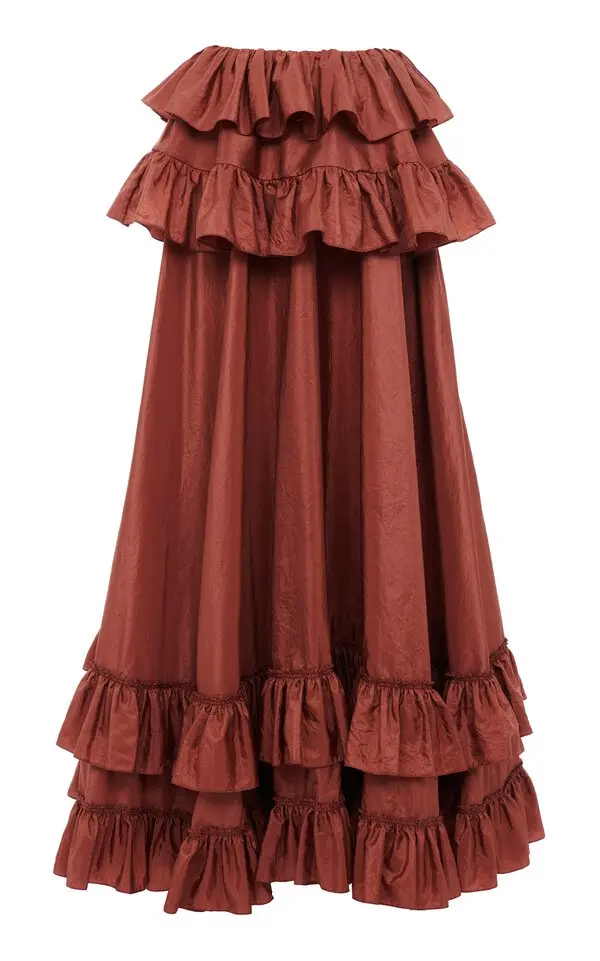 Chloé Ruffled Silk Taffeta Maxi Skirt - Pink