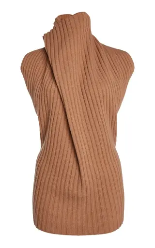 Victoria Beckham Draped Ribbed Knit Top