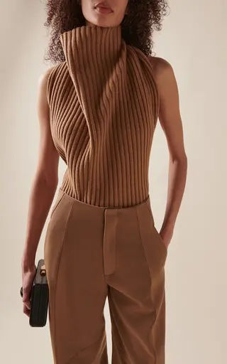 Victoria Beckham Draped Ribbed Knit Top