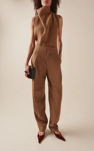 Victoria Beckham Draped Ribbed Knit Top