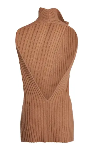 Victoria Beckham Draped Ribbed Knit Top