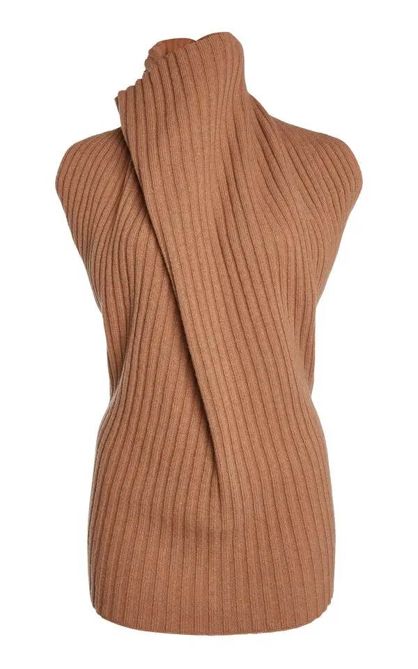 Victoria Beckham Draped Ribbed Knit Top