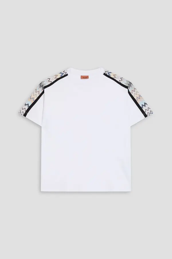 Missoni Knittrimmed Cottonjersey Tshirt - White