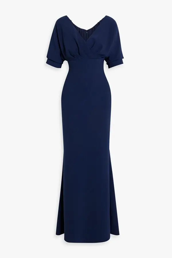 Badgley Mischka Draped Crepe Gown