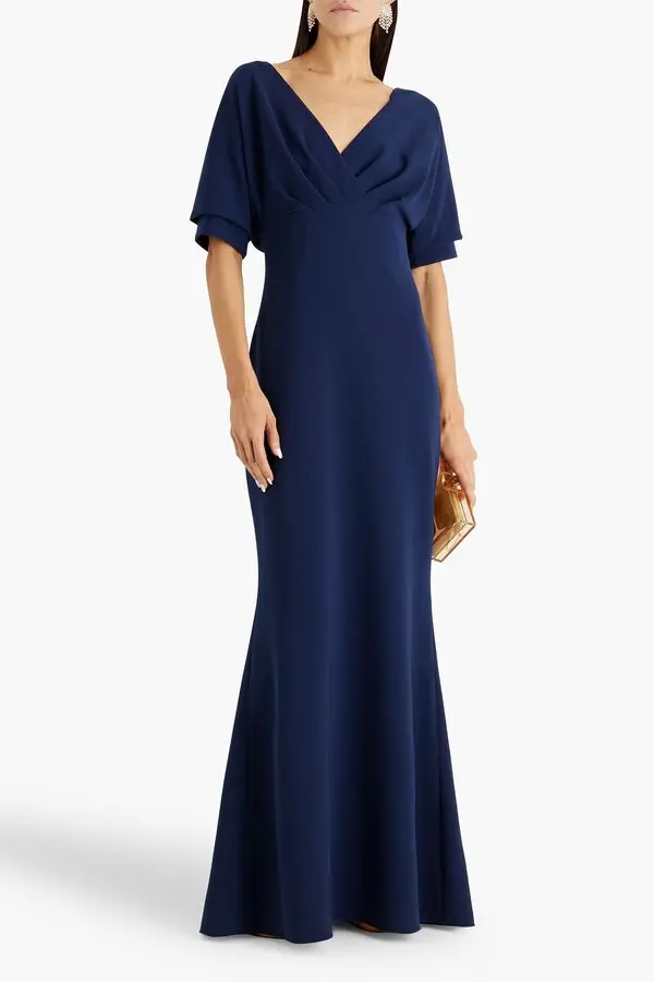 Badgley Mischka Draped Crepe Gown
