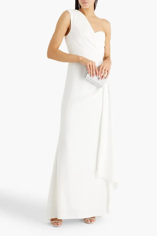 Badgley Mischka Crinkle Gown, 6 / White Multi