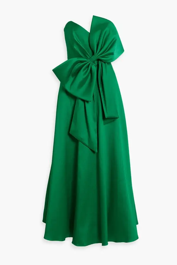 Badgley Mischka Strapless Bow-Detailed Gown In Green - 55% Off |  Editorialist
