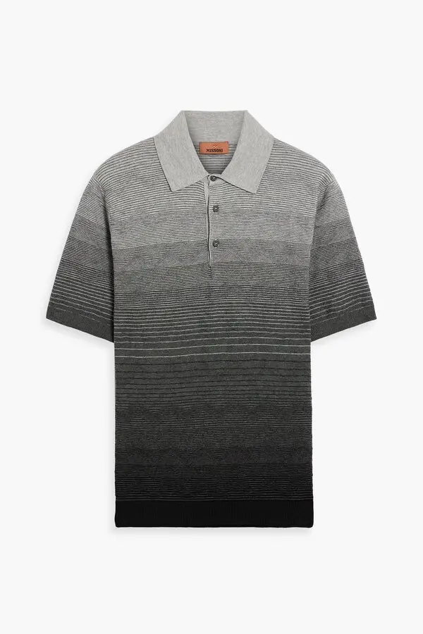 Missoni Spacedyed Jacquardknit Cotton Polo Shirt - Gray