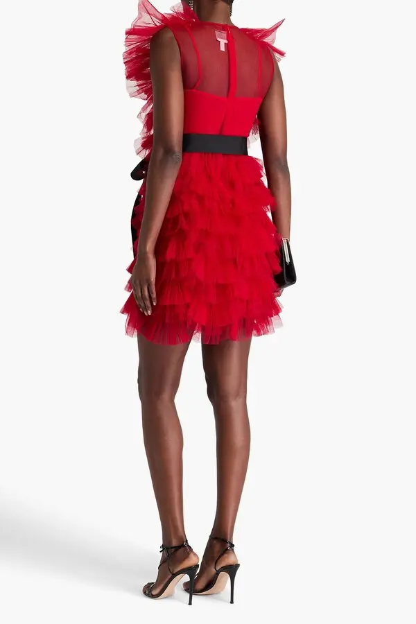 Huishan Zhang Gianna Tiered Tulle Mini Dress