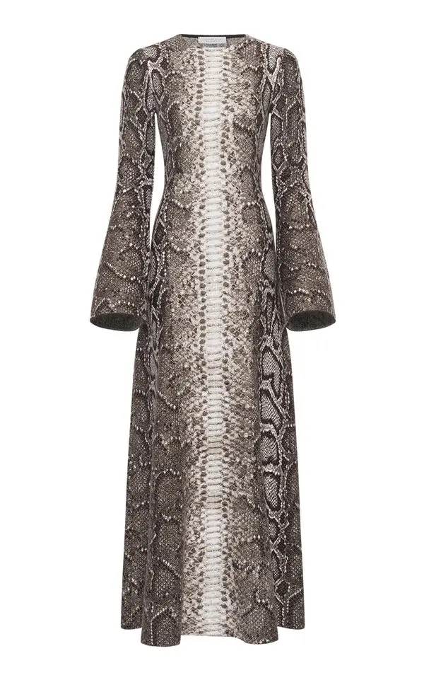 Gabriela Hearst Aalia Snake-printed Maxi Dress - Grey