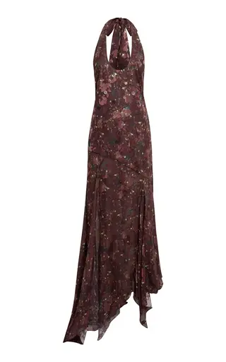 SIEDRES Corinas Asymmetric Devoré Chiffon Midi Dress