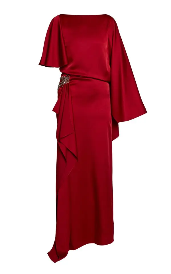 Erdem Embellished Draped Gown - Red