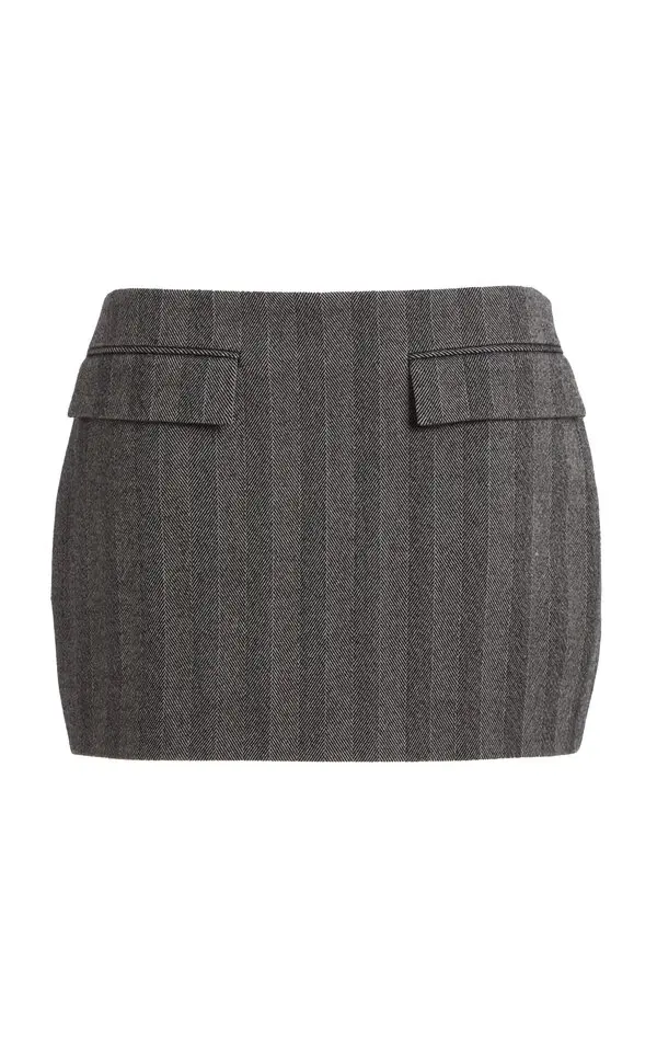 FERRAGAMO Herringbone Stretch-wool Mini Skirt - Stripe